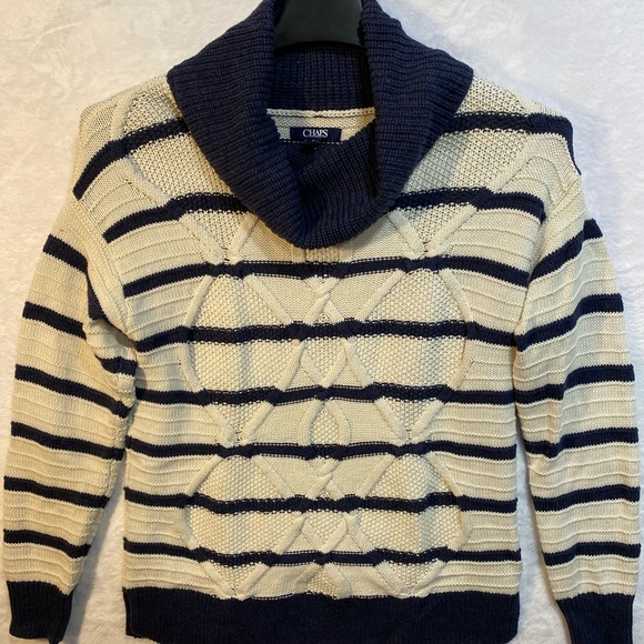 Chaps | Sweaters | Chaps Navy Bluewhite Turtleneck Striped Sweater ...